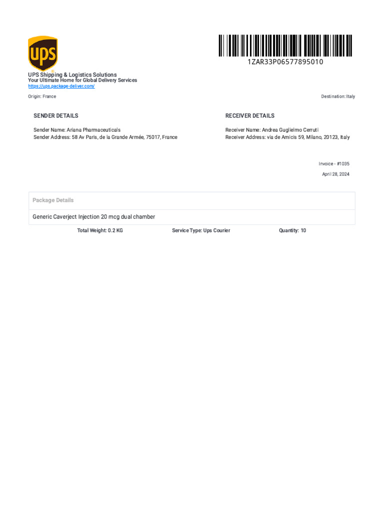 Ups Courier Invoice | PDF