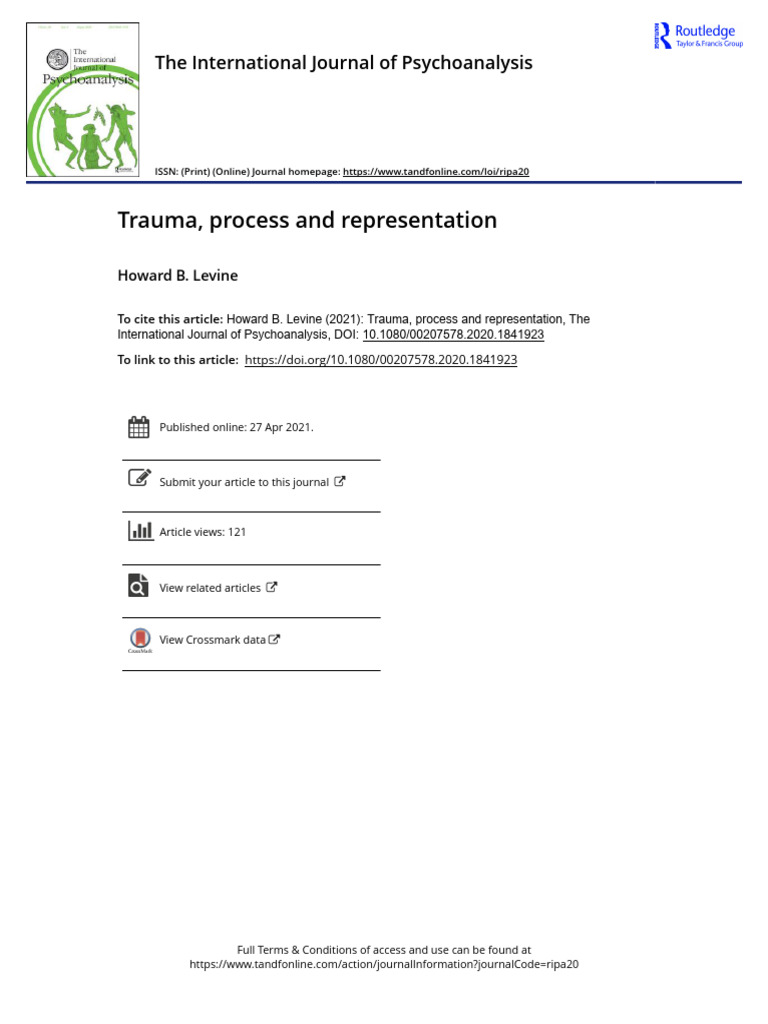 Trauma, Process and Representation | PDF | Psychoanalysis | Sigmund Freud