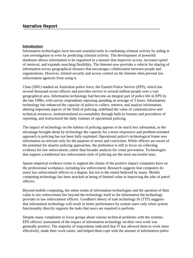 Narrative Report-Introduction | PDF | Police | Information