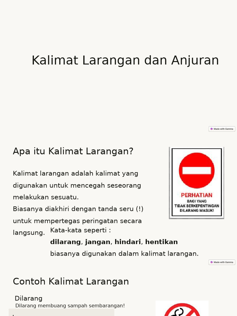 Perbedaan Kalimat Larangan dan Anjuran | PDF