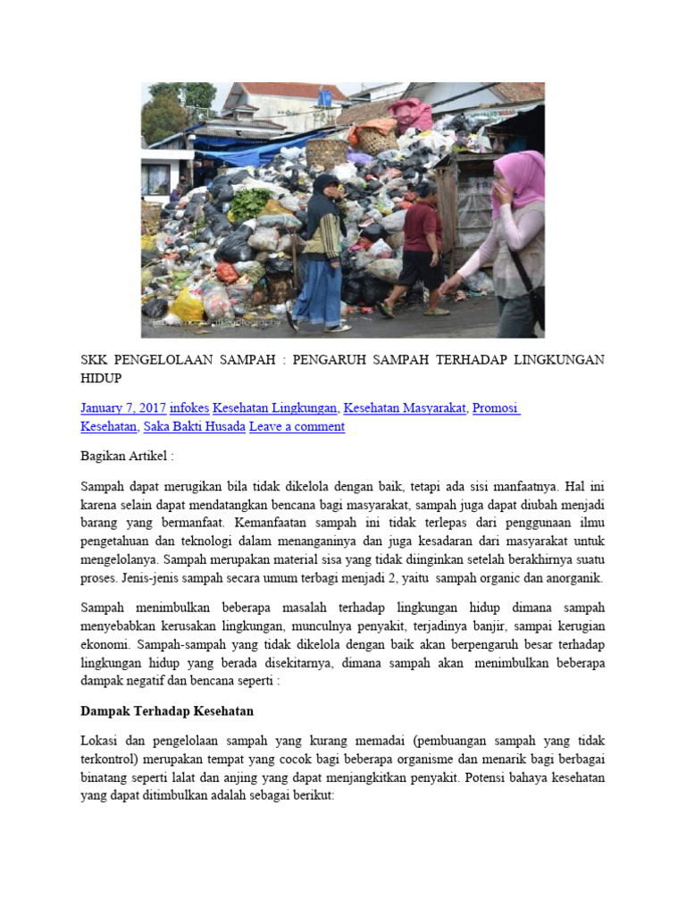 SKK Pengelolaan Sampah | PDF