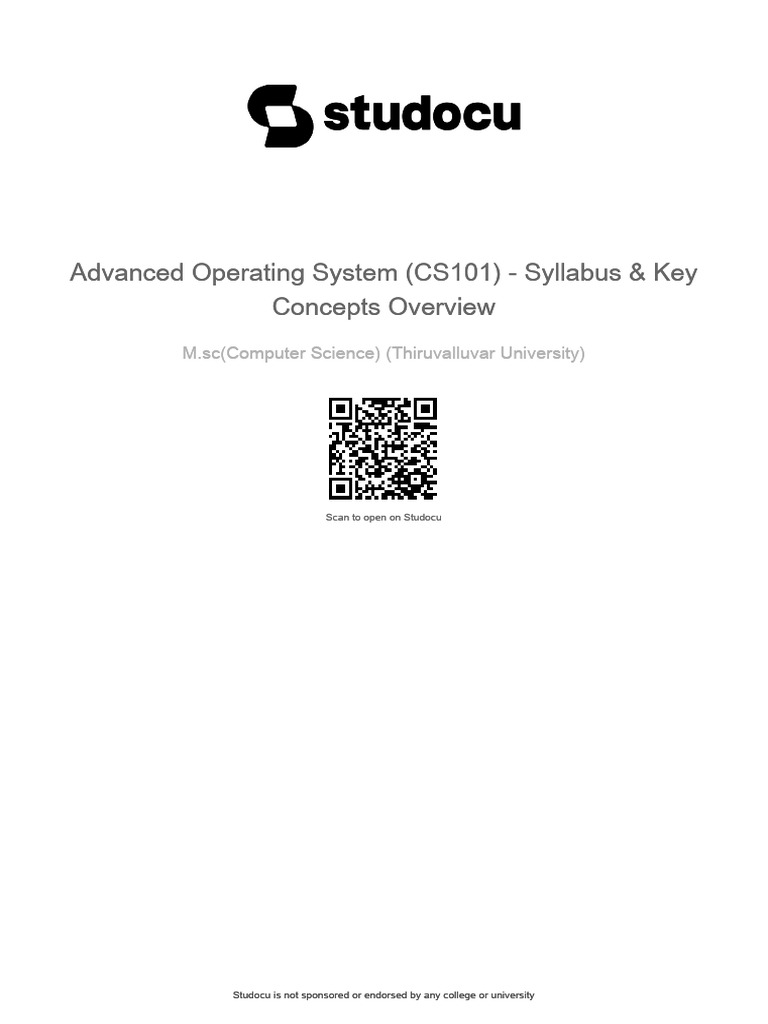Advanced Operating System Cs101 Syllabus Key Concepts Overview Pdf Operating System