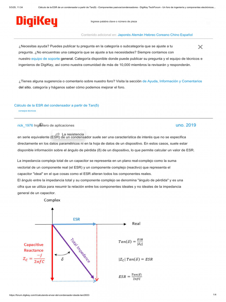 Calculating Capacitor ESR From Tan (δ) - Passives - Capacitors ...