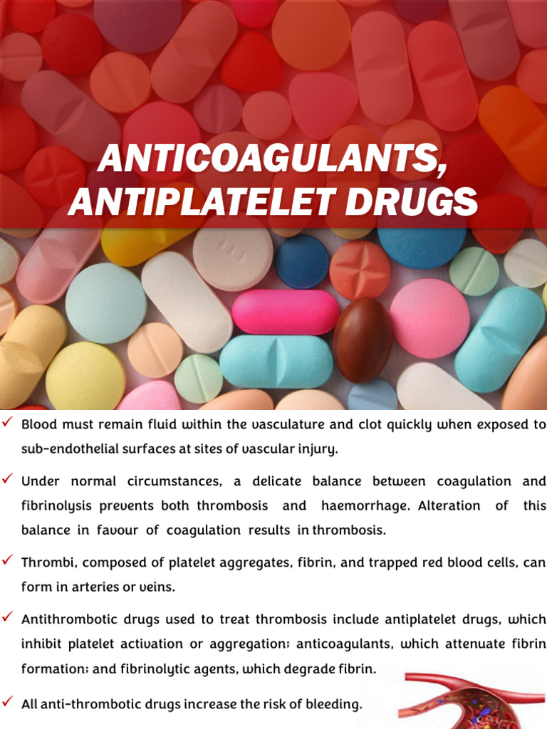 Pharmacology Lecture 5 Anticoaculants and Antiplatelets | PDF | Platelet | Thrombus