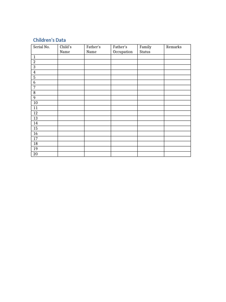 Children Data Part1 | PDF