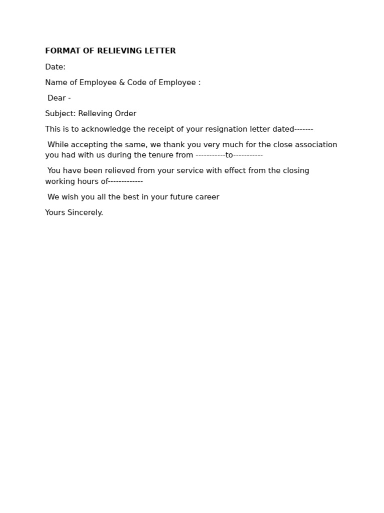 Relieving Letter | PDF