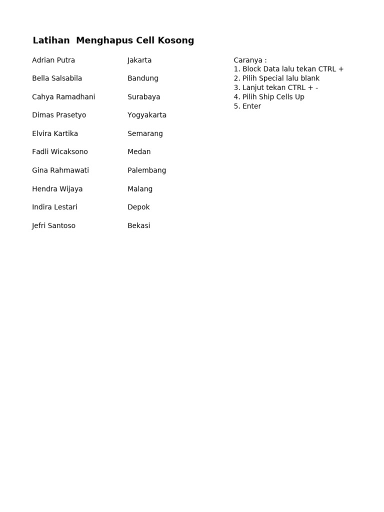 Latihan Menghapus Kolom Kosong | PDF