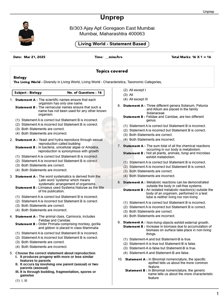 statement | PDF | Bacteria | Reproduction