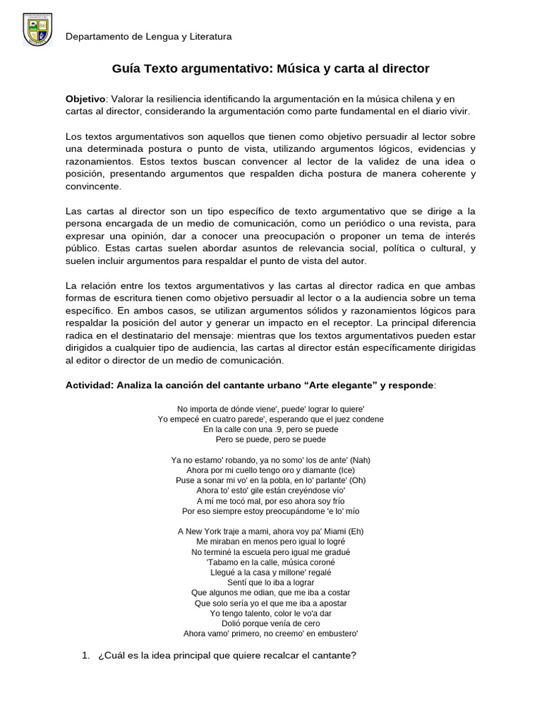 Música y cartas al director: Resiliencia | PDF | Comunicación | Autor