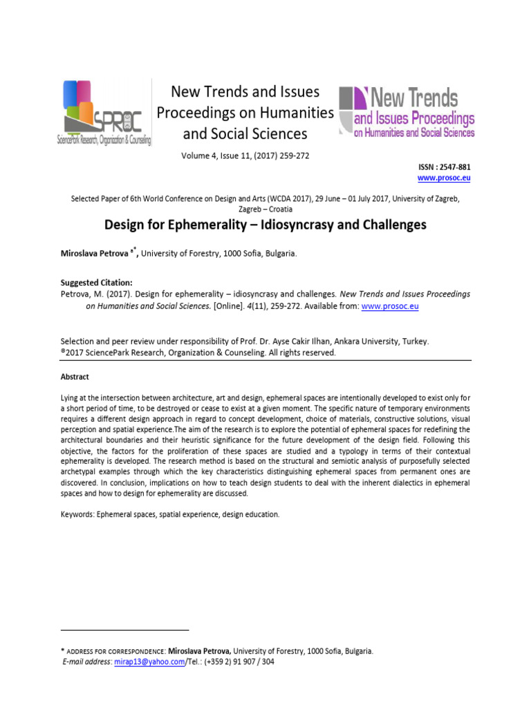Design For Ephemerality - Idiosyncrasy and Challenges | PDF | Design ...
