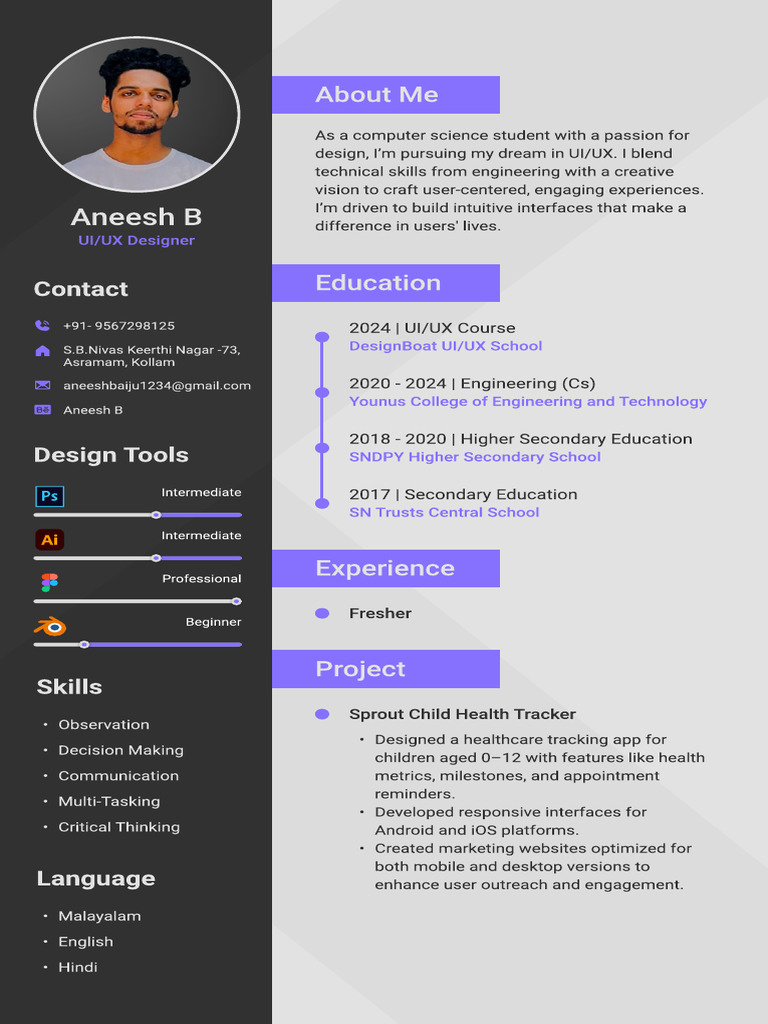 Aneesh CV-1 (1) - Aneesh Baiju | PDF