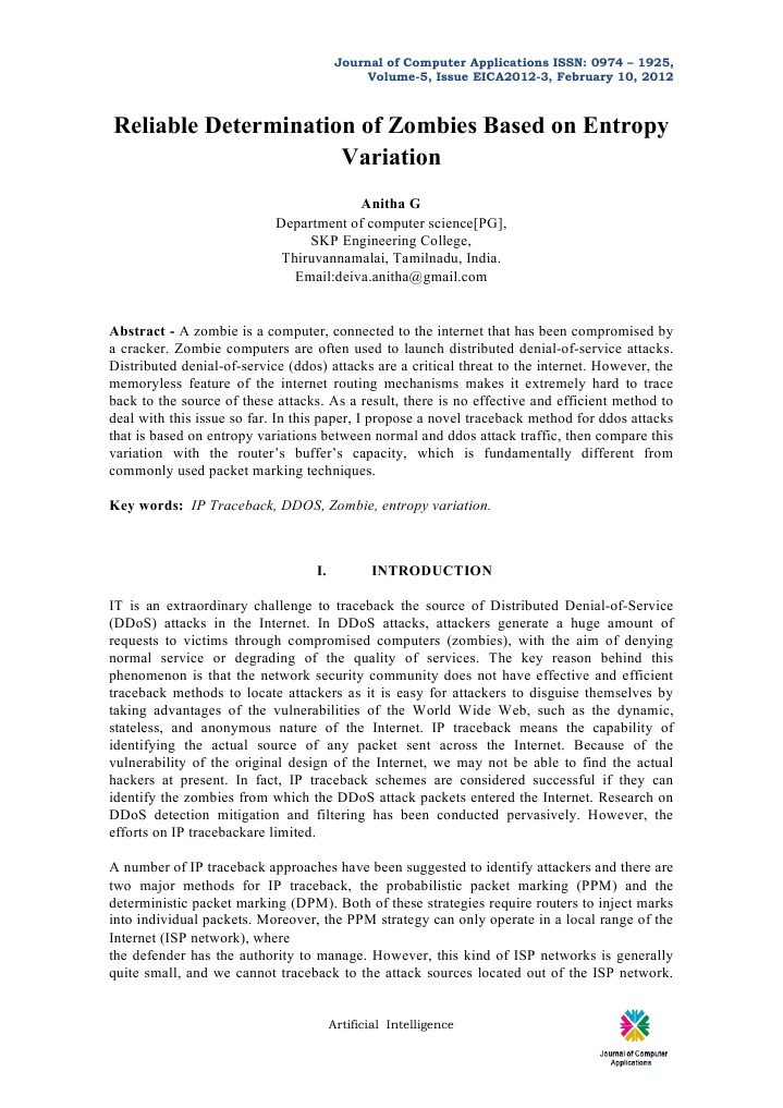 Reliable Determination of Zombies Based On Entropy Variation | PDF ...