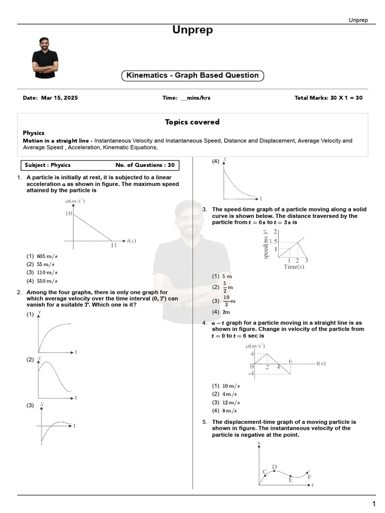 Kinematics Graph Analysis Questions | PDF | Acceleration | Velocity