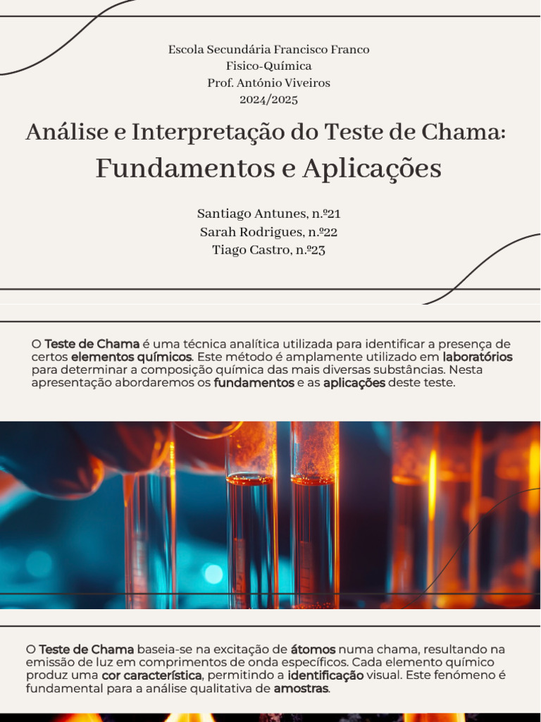 Teste de Chama: Fundamentos e Aplicações | PDF