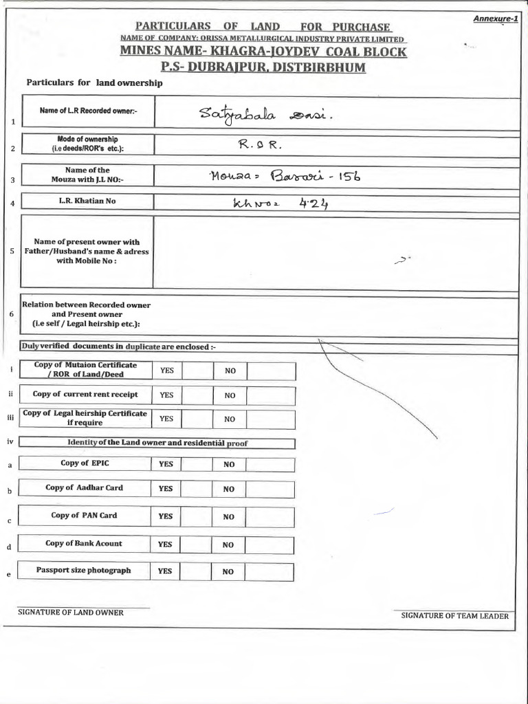 Land Doc. - Satyabala Dasi Legal Heirs | PDF