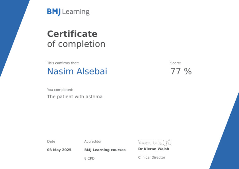 BMJ - Learning - Certificate 03 May 2025 | PDF