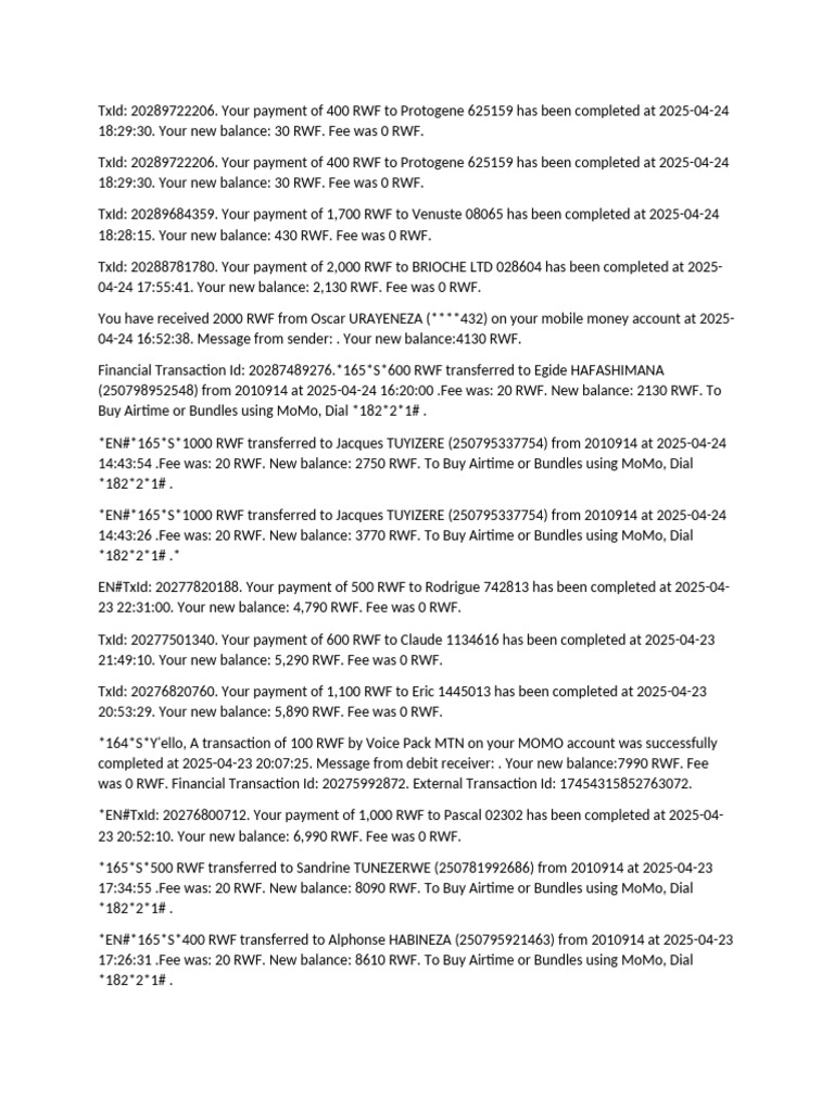 Momo April 2025 Transactions | PDF | Debit Card | Banking