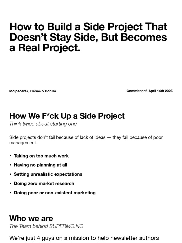 Supermono Commitconf25 Sideprojects | PDF | Motivation | Motivational