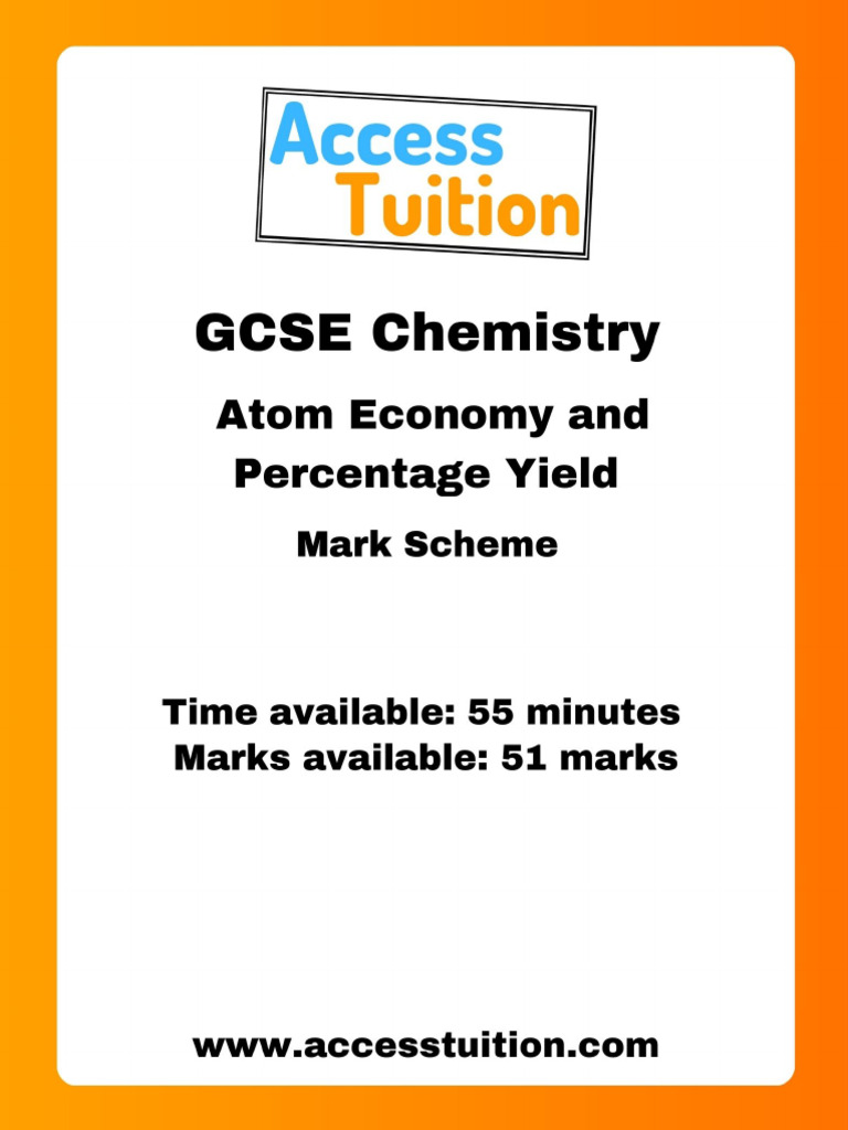 aQA GCSE ChemistryAtom Economy and Percentage Yield MS PDF | PDF | Iron ...