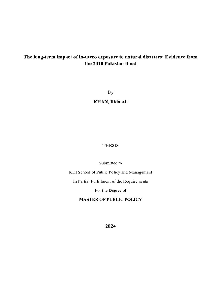 The Long-Term Impact of In-Utero Exposure To Natural Disasters | PDF ...