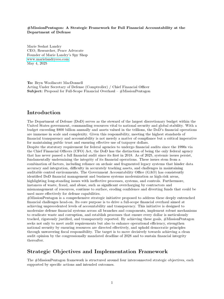 #MissionPentagon: A Strategic Framework For Full Financial ...