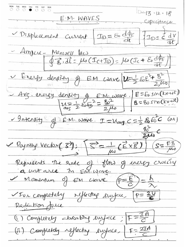 E.M. Waves Formulae | PDF