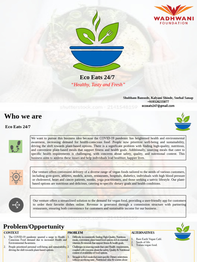 Eco Eats Wadhwani Final PPT Edit | PDF | Diet (Nutrition) | Diet & Nutrition