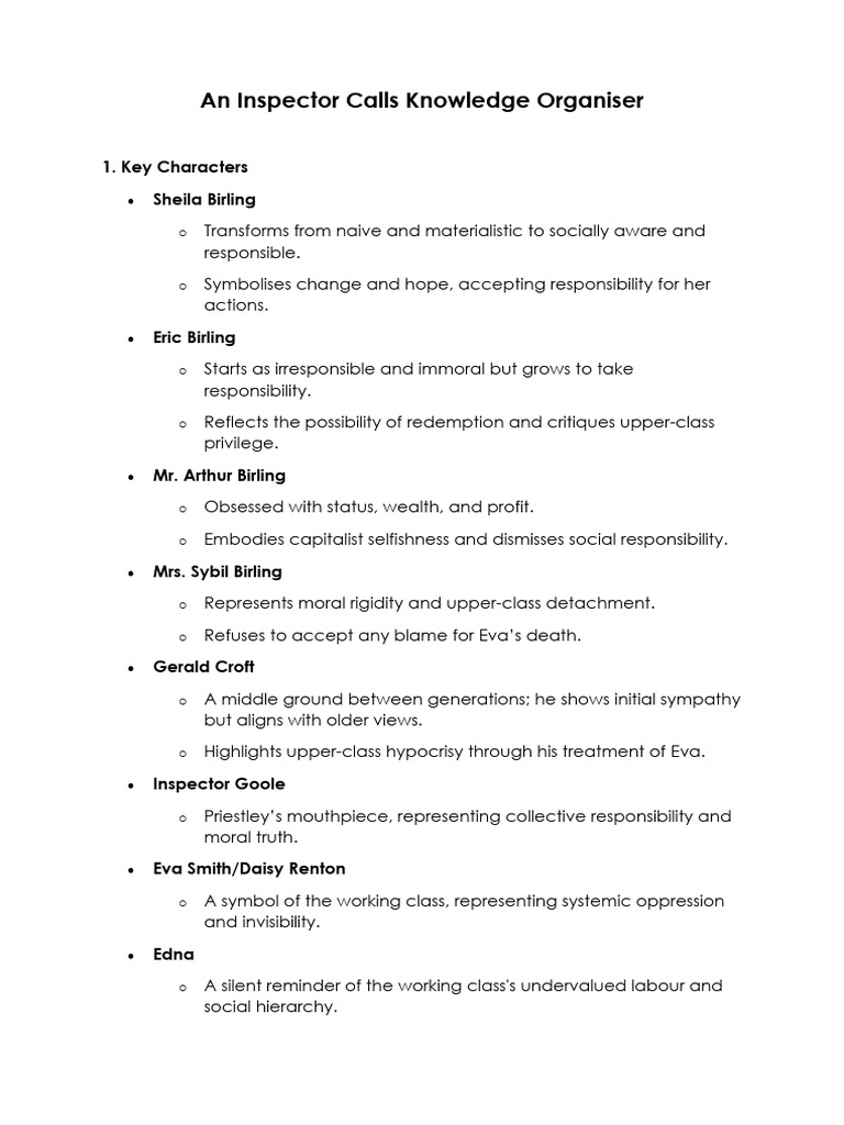 An Inspector Calls Knowledge Guide | PDF