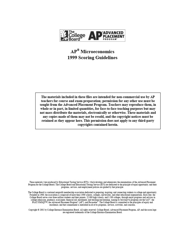 AP Microeconomics 1999 Scoring Guidelines | PDF | Labour Economics ...