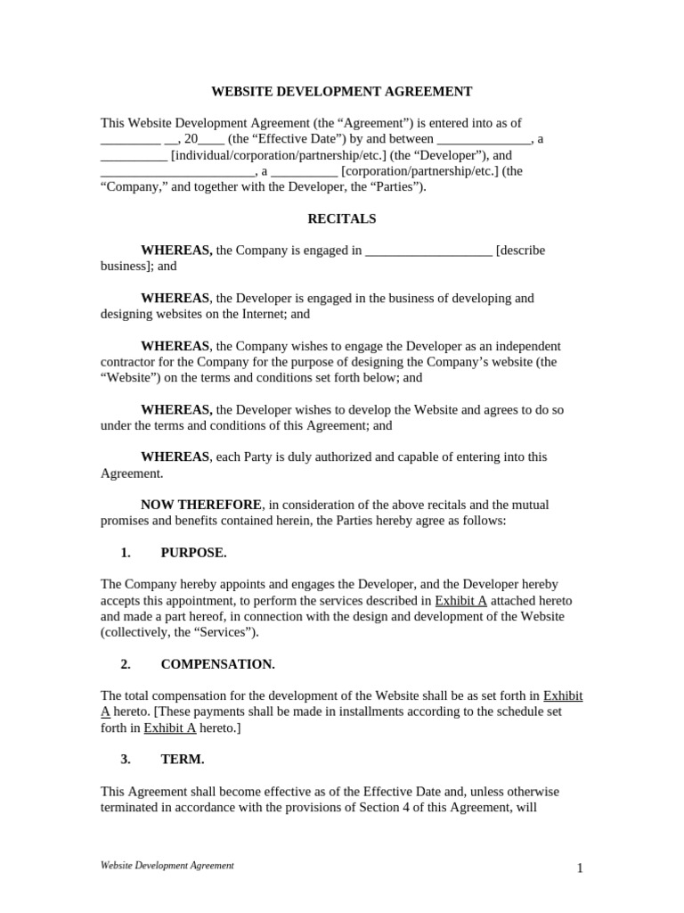 Website Development Agreement | PDF | Indemnity | Trademark