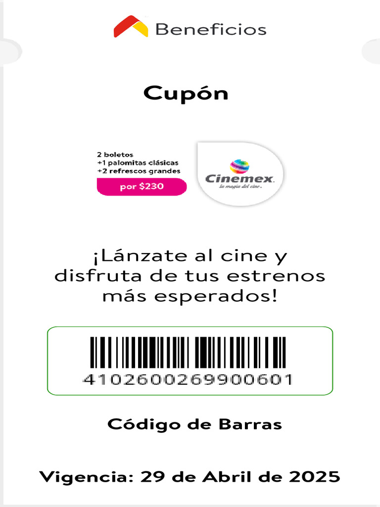 Combo de cine: boletos y snacks | PDF