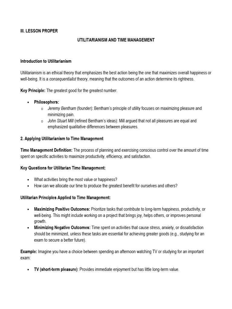 Module 10. Lesson Proper 1 | PDF | Utilitarianism | Time Management