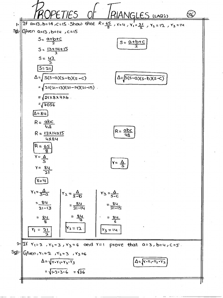 Mathematics 1A Properties of Triangle | PDF