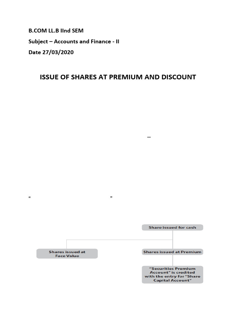 Issuing Shares: Premium vs. Discount | PDF | Equity (Finance ...