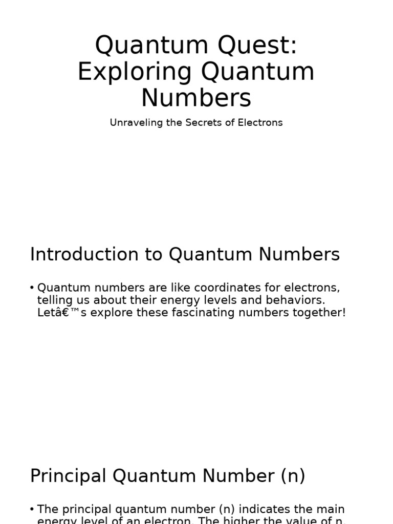 Quantum Numbers: A Beginner's Guide | PDF