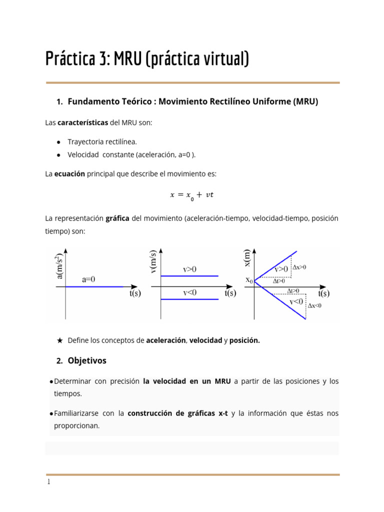 Práctica 3_ MRU | PDF | Velocidad | Aceleración