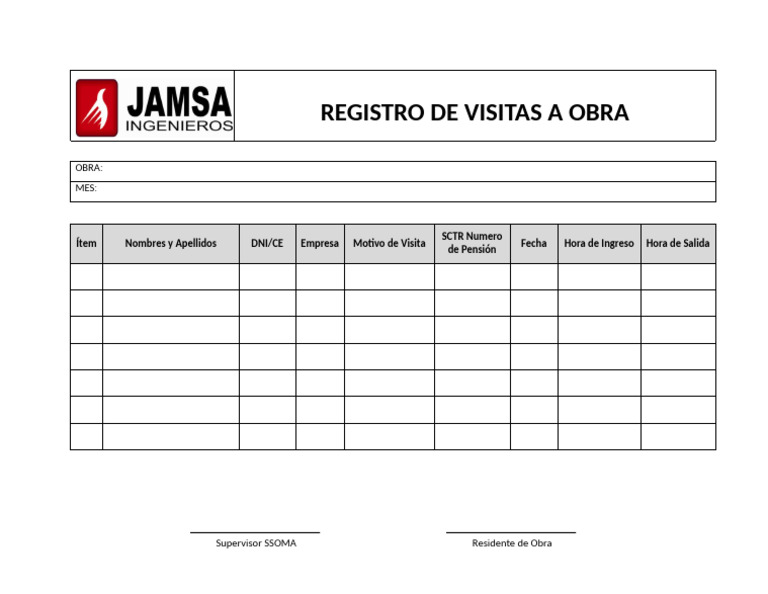Registro de Visitas A Obra | PDF