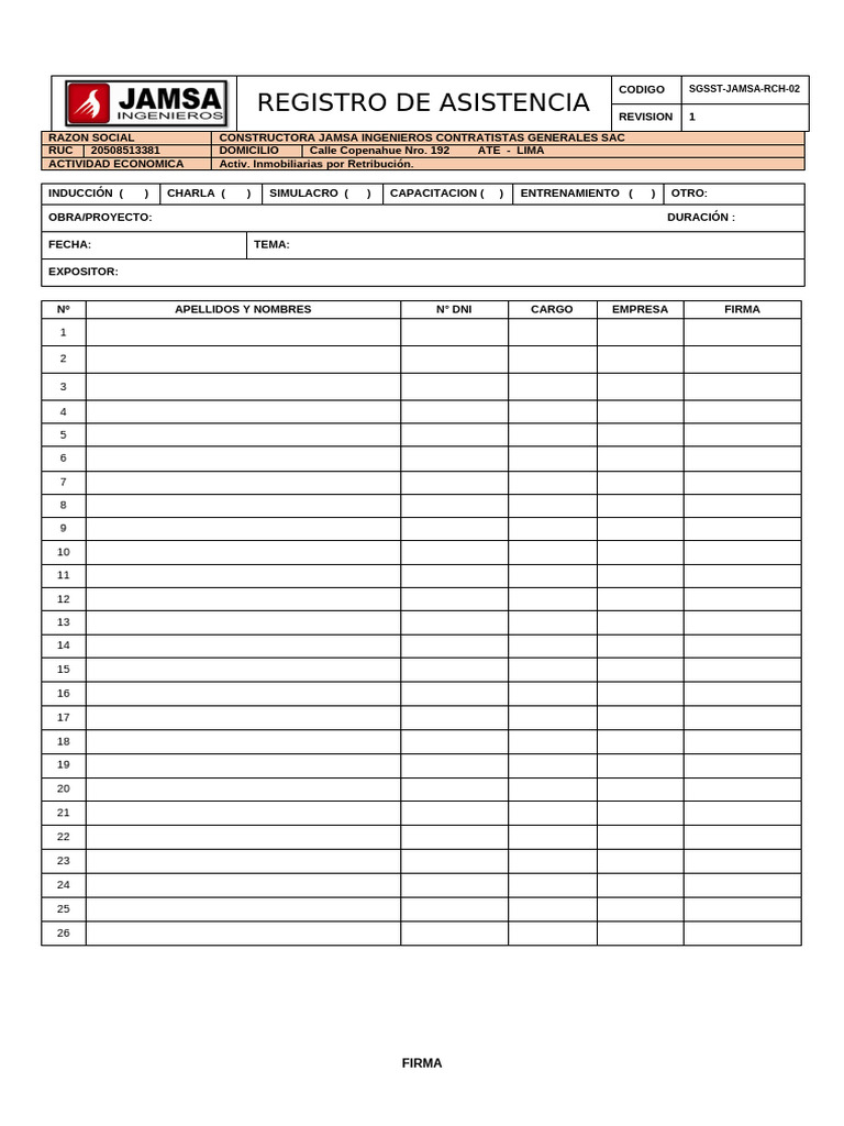 Registro Asistencia | PDF