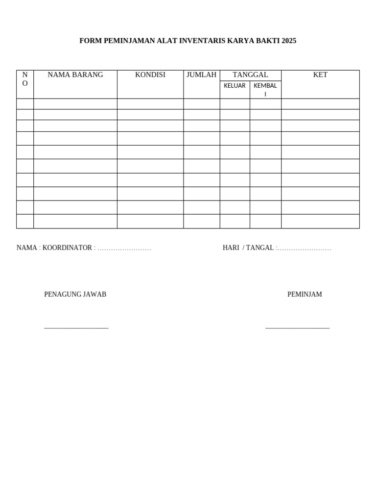 Form Peminjaman Alat | PDF