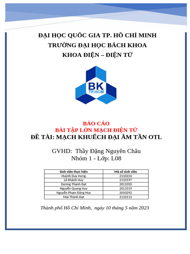 EE2035 - 222 - Nhom 1 - Mach Khuech Dai Am Tan OTL | PDF