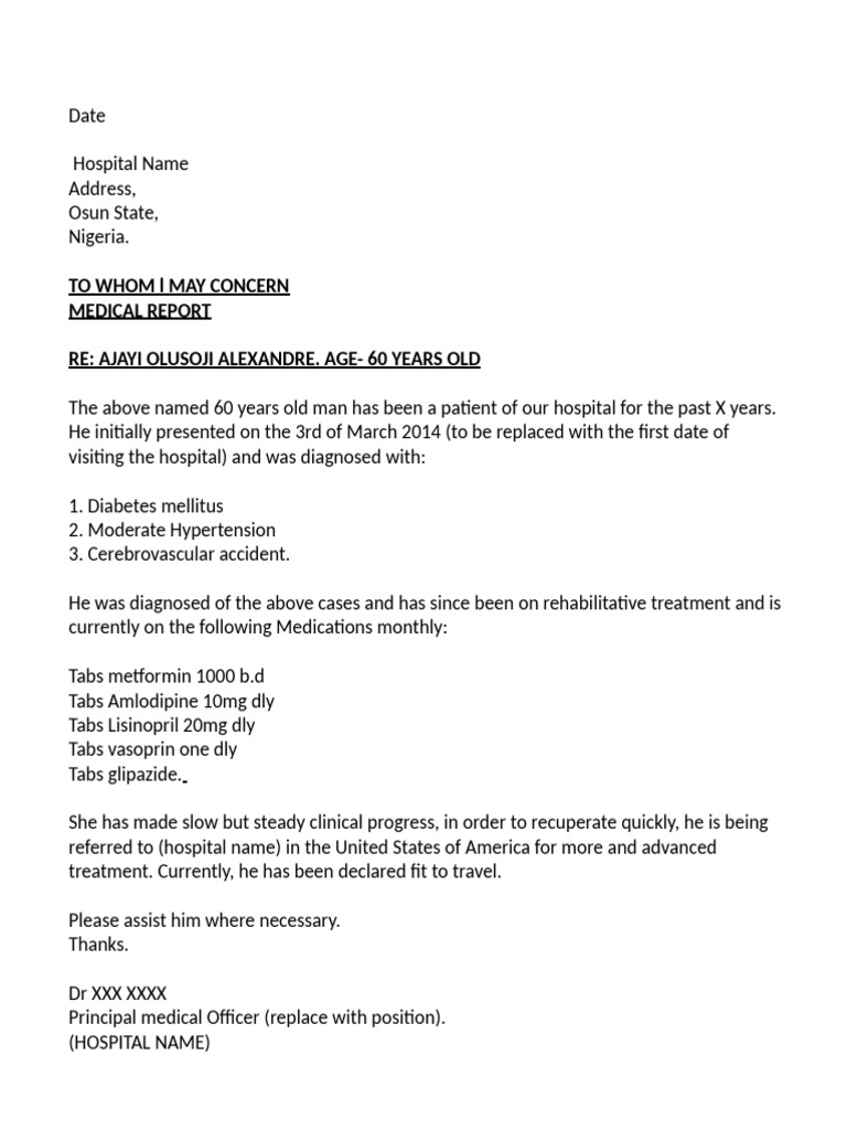 Doctor's Report Sample | PDF