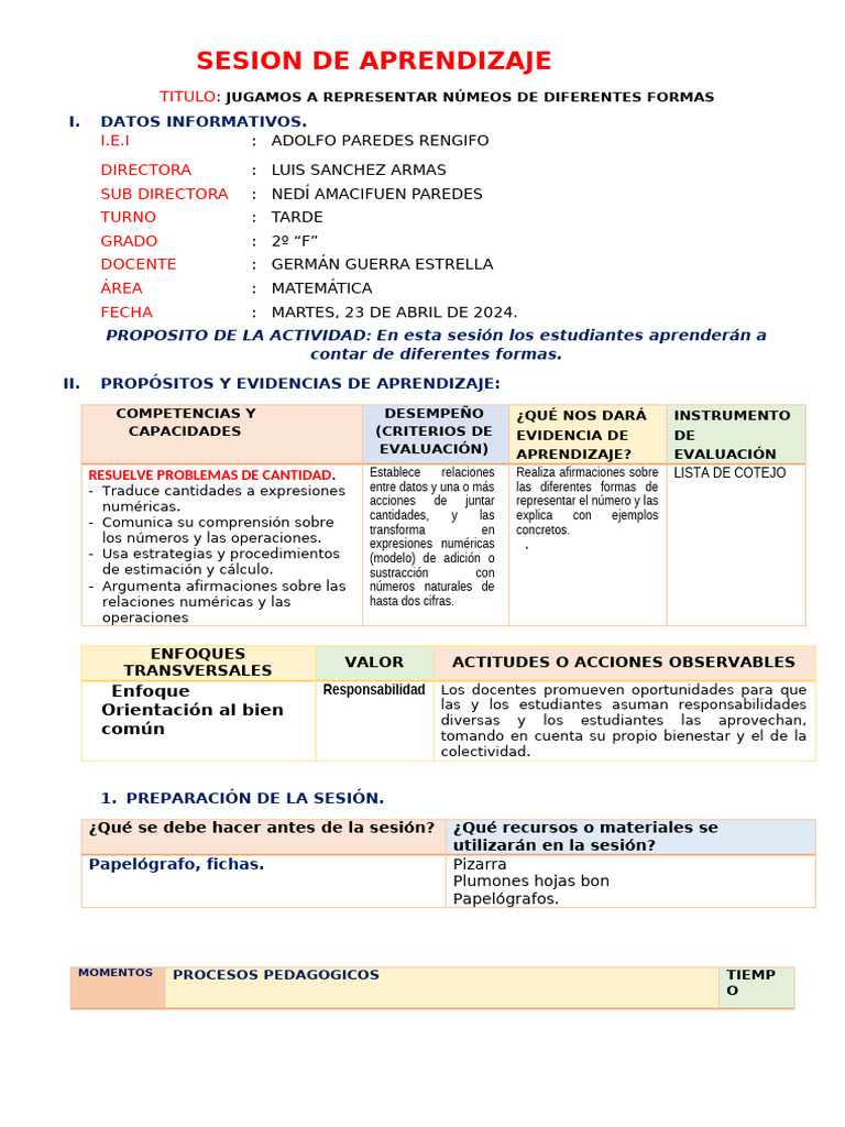 Jugamos A Representar Numero de Diversas Formas | PDF | Aprendizaje