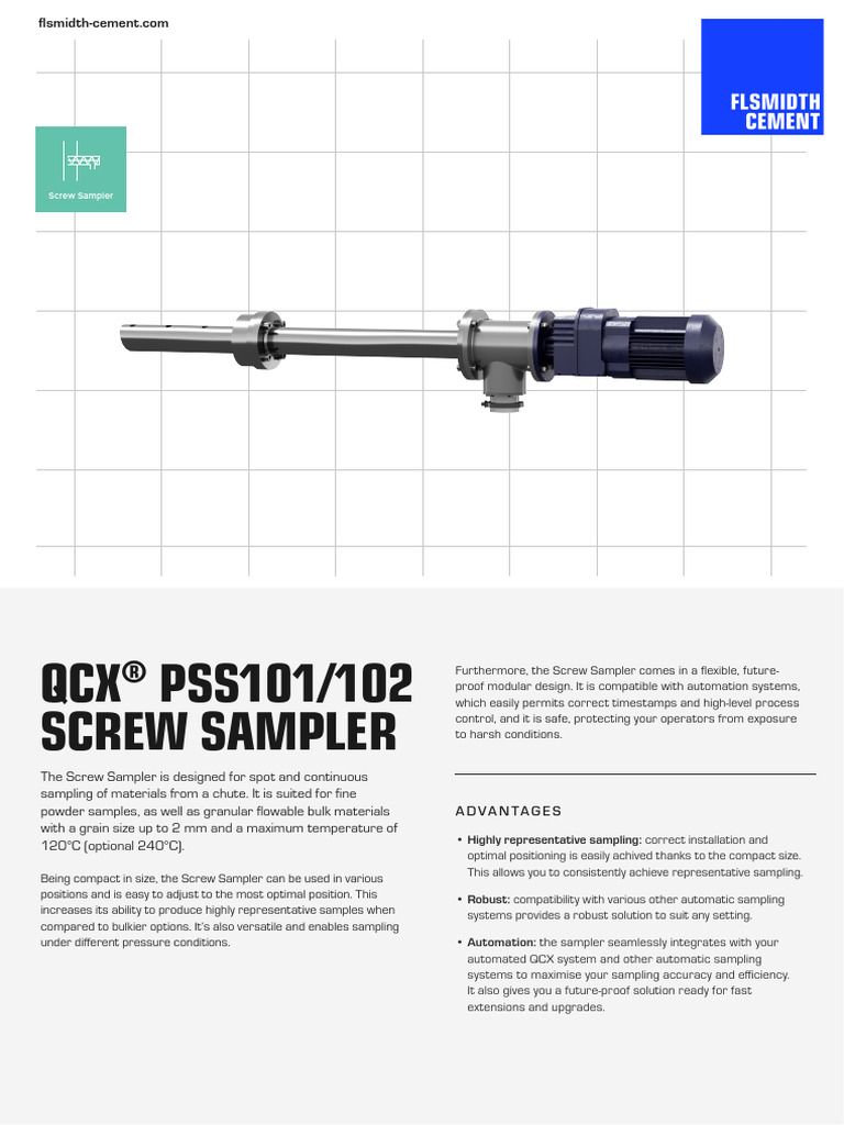 QCX PSS Screw Sampler Datasheet | PDF