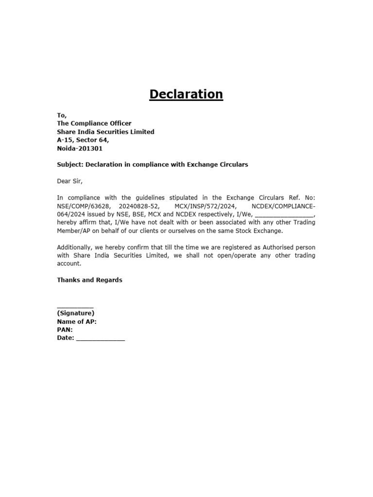 Microsoft Word - Declaration Format | PDF