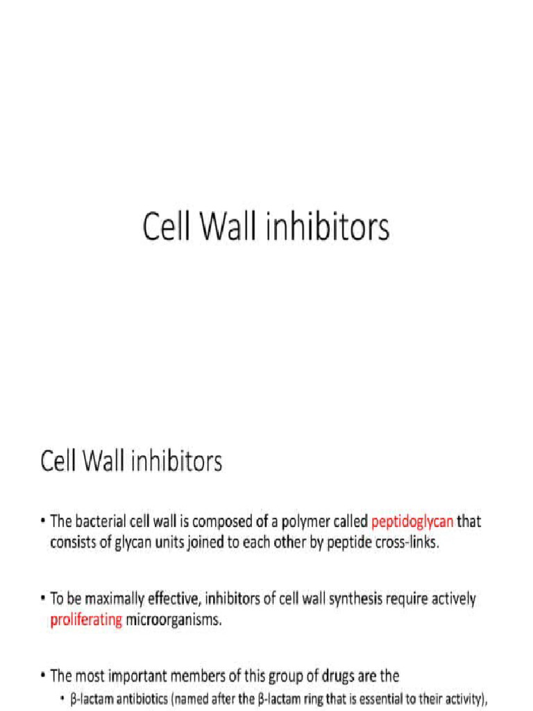 Lec. 23-24 Cology 3rd Prof. Cell Wall Inhibitors | PDF