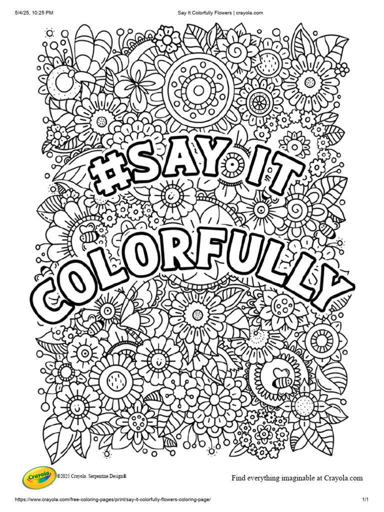 Say It Colorfully Flowers Coloring Page | PDF