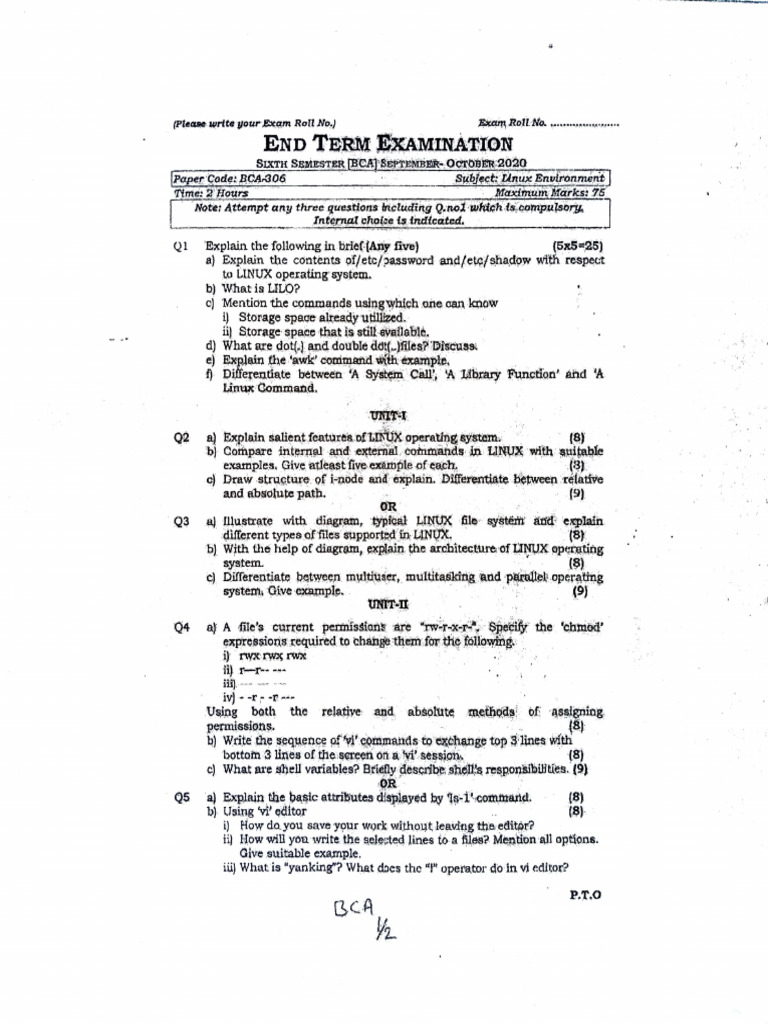 LINUX Papers End Term | PDF