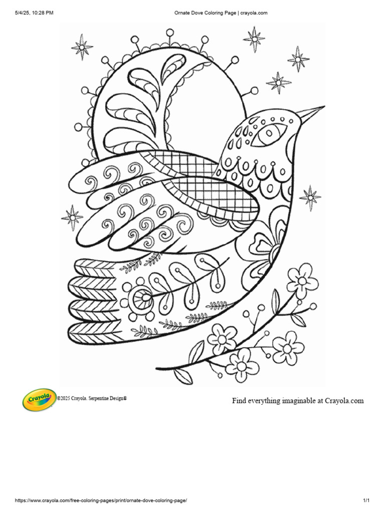 Ornate Dove Coloring Page | PDF