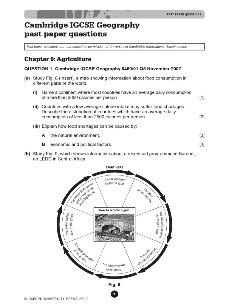 Cambridge IGCSE Geography Agriculture Questions | PDF | Agriculture ...