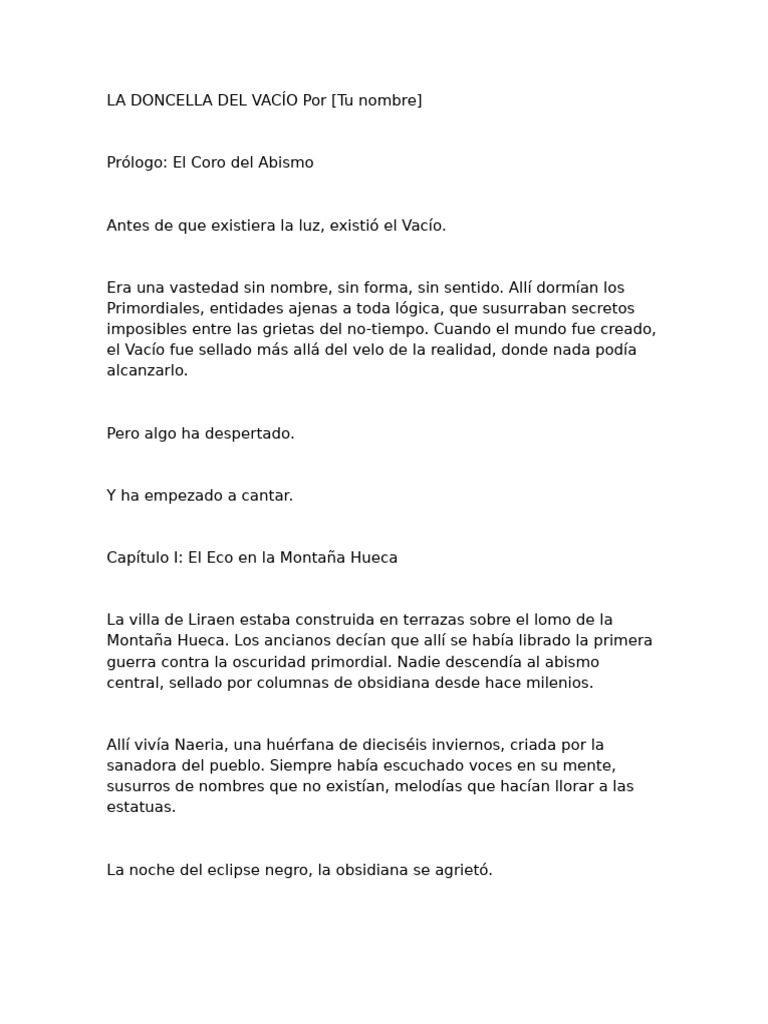 La Doncella del Vacío: Despertar y Guerra | PDF